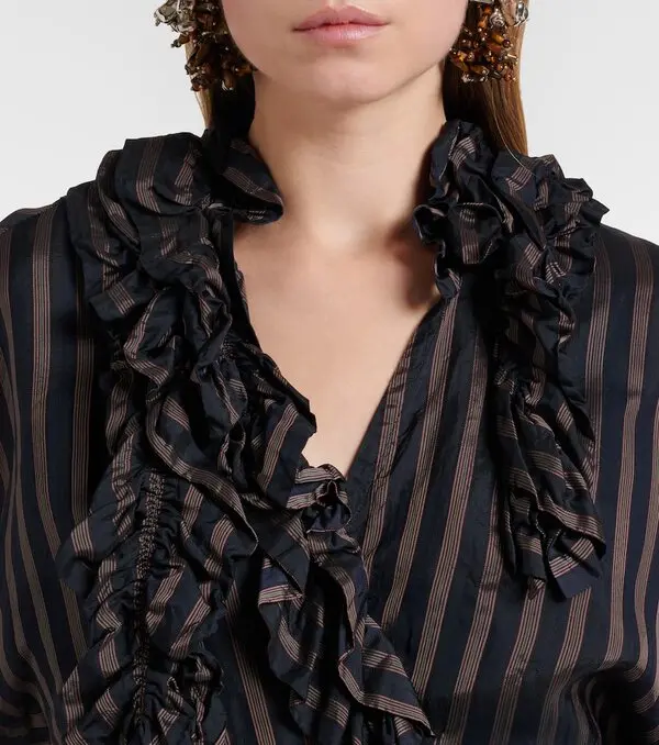 Dries Van Noten Striped Ruffled Top