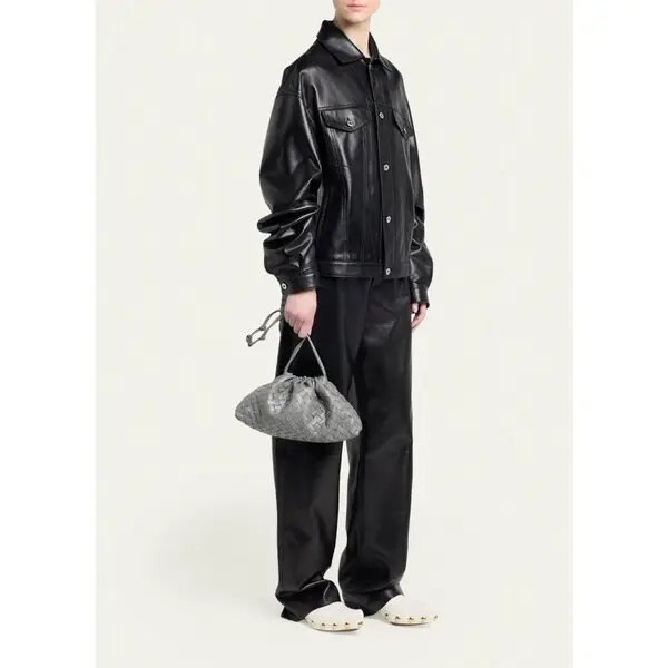 Bottega Veneta Leather Drawstring Shoulder Bag - Basalt