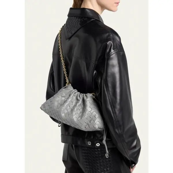 Bottega Veneta Leather Drawstring Shoulder Bag - Basalt