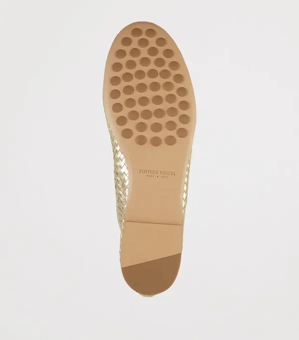 Bottega Veneta Metallic Woven Ballet Flats - Grey