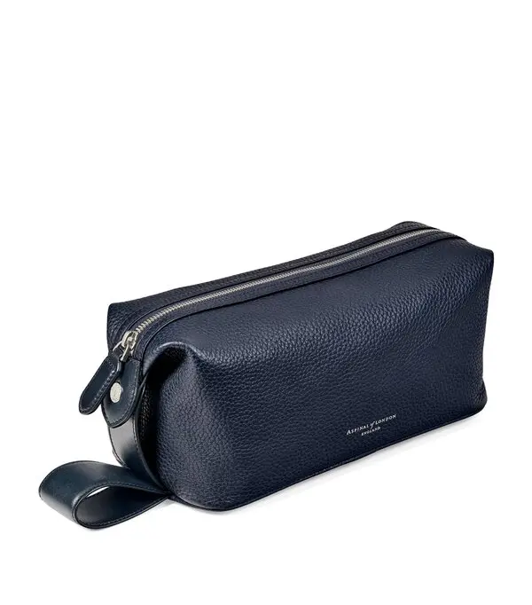 ASPINAL OF LONDON Leather Reporter Wash Bag - Navy