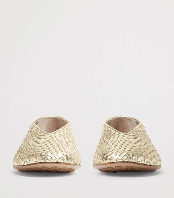 Bottega Veneta Metallic Leather Ballerina Flats