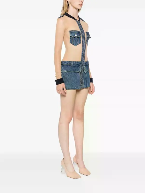 Coperni Tulle-panels Denim Minidress