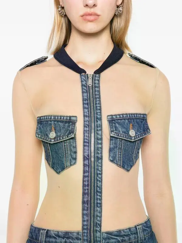 Coperni Tulle-panels Denim Minidress