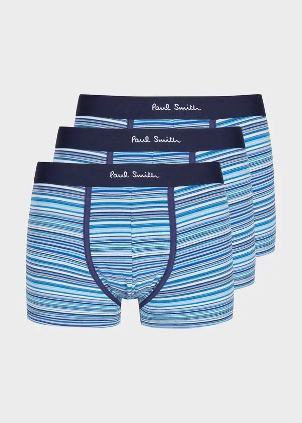 Paul Smith Organic-cotton 'signature Stripe' Boxer Briefs Three Pack - Blue