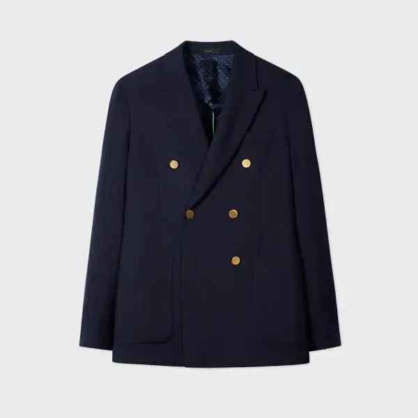 Paul Smith Tailored-fit Navy Wool Double-breasted Jacket