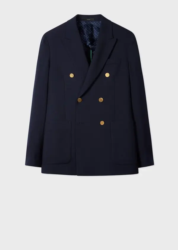 Paul Smith Tailored-fit Navy Wool Double-breasted Jacket