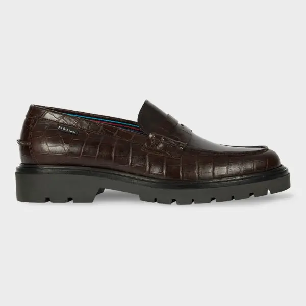 Paul Smith Croc-embossed 'bolzano' Loafers - Brown