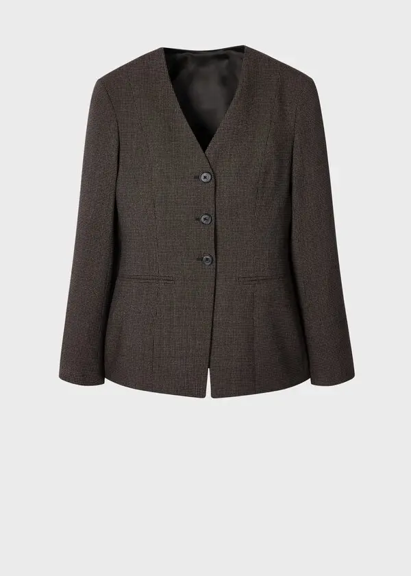 Paul Smith Houndstooth Collarless Tailored Blazer