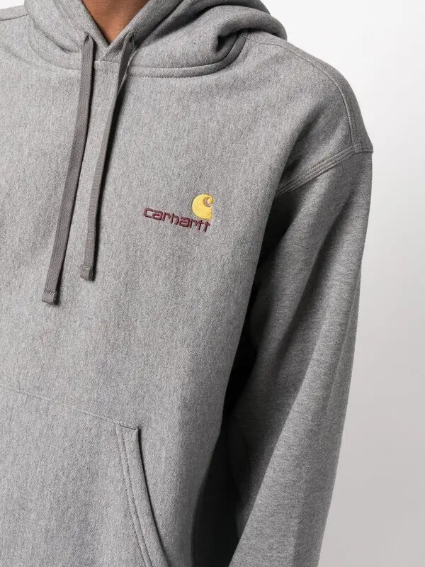 Carhartt Work In Progress Logo Cotton-blend Hoodie - Grey