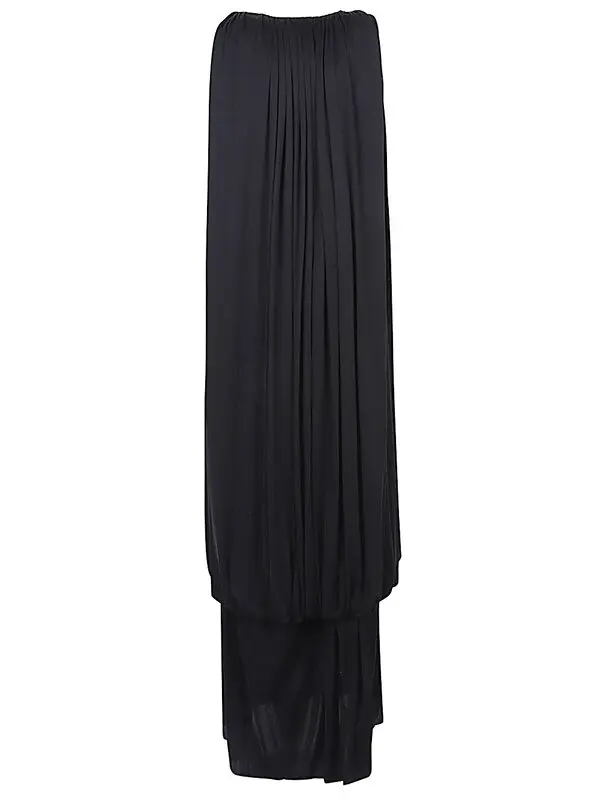 Loewe Silk Draped Long Dress - Black
