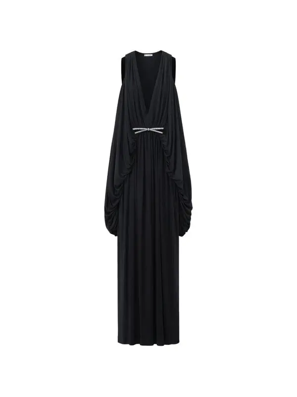 Loewe Silk Draped Long Dress - Black