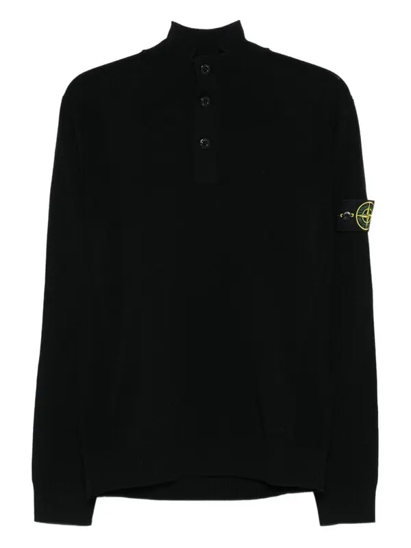 Stone Island High-neck Sweater With Button Closure