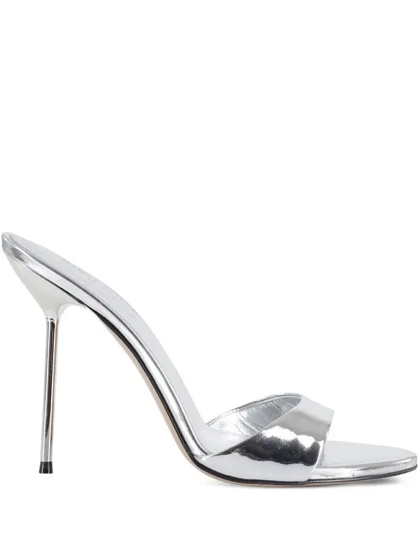 Paris Texas Lidia Leather Mules - Silver