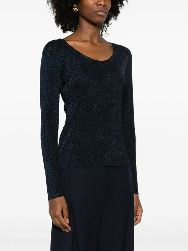 Fabiana Filippi Metallic Scoop Neck Long Sleeve Top