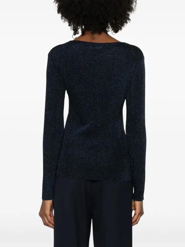 Fabiana Filippi Metallic Scoop Neck Long Sleeve Top