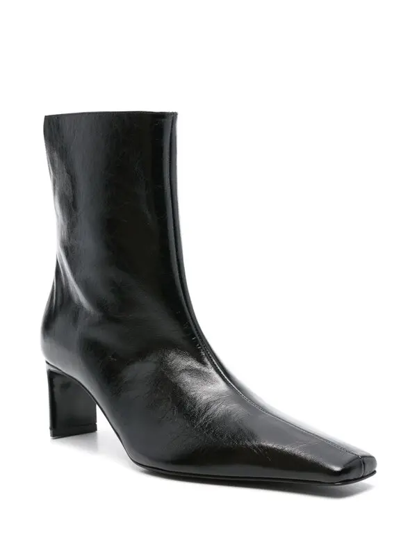 Khaite Ona Leather Ankle Boots - Black