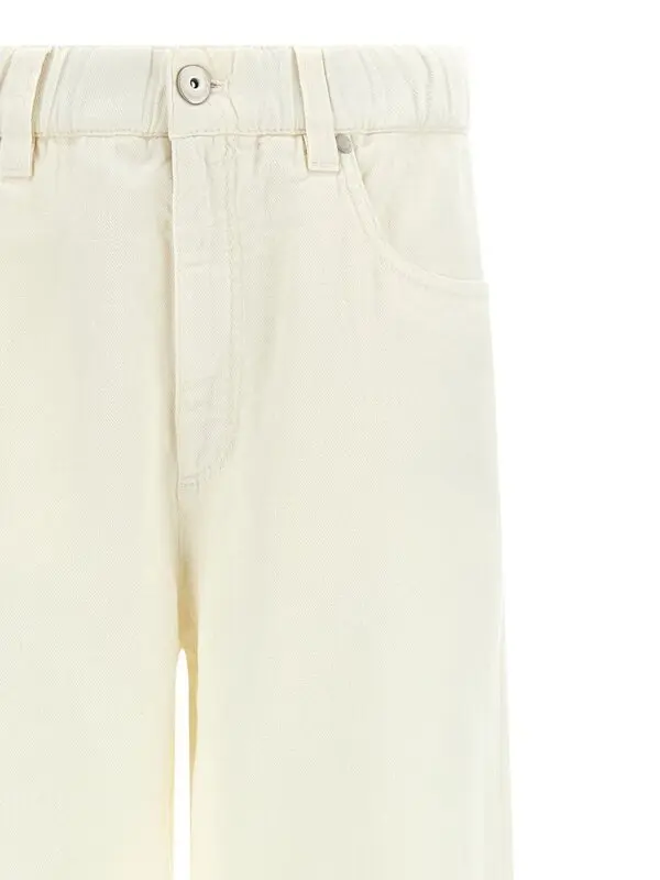 Brunello Cucinelli Cotton And Linen Blend Trousers - White