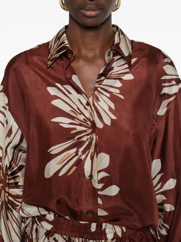 Brunello Cucinelli Printed Silk Shirt - Red