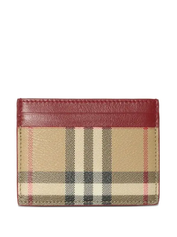 Burberry Check Cit Card Case - Red