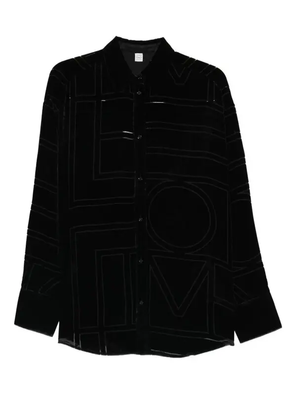 TOTEME Monogram Pajama Shirt - Black