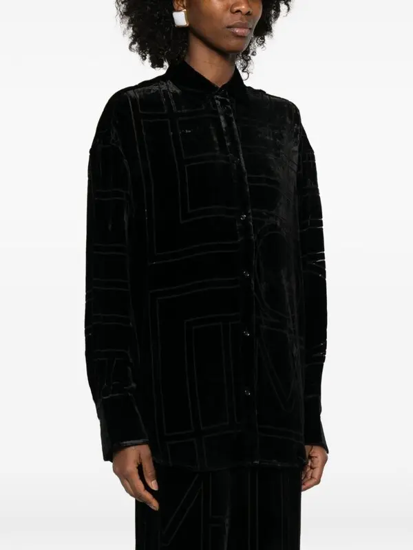 TOTEME Monogram Pajama Shirt - Black