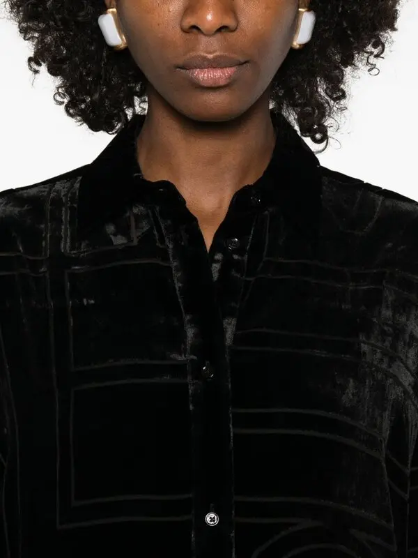 TOTEME Monogram Pajama Shirt - Black