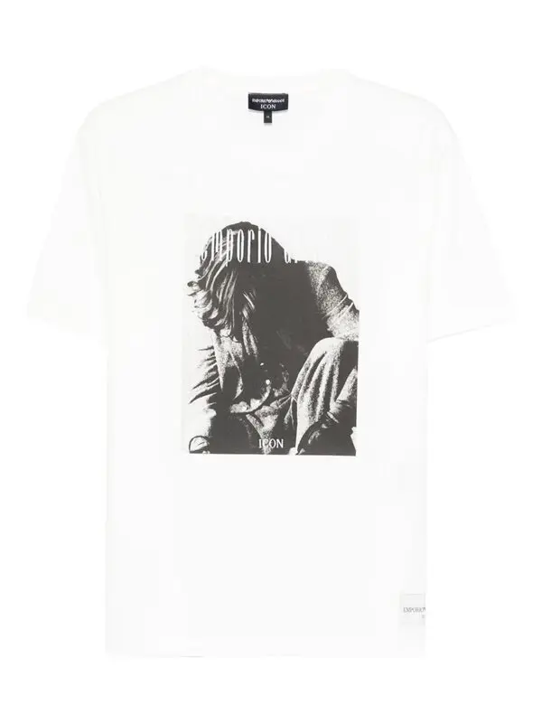Emporio Armani Printed Cotton T-shirt - White