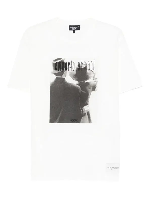 Emporio Armani Printed Cotton T-shirt - White