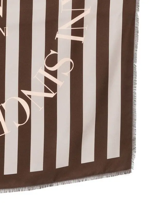 Emporio Armani Striped Silk Foulard - Brown