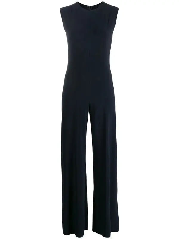 Norma Kamali Sleeveless Wide Leg Jumpsuit - Blue