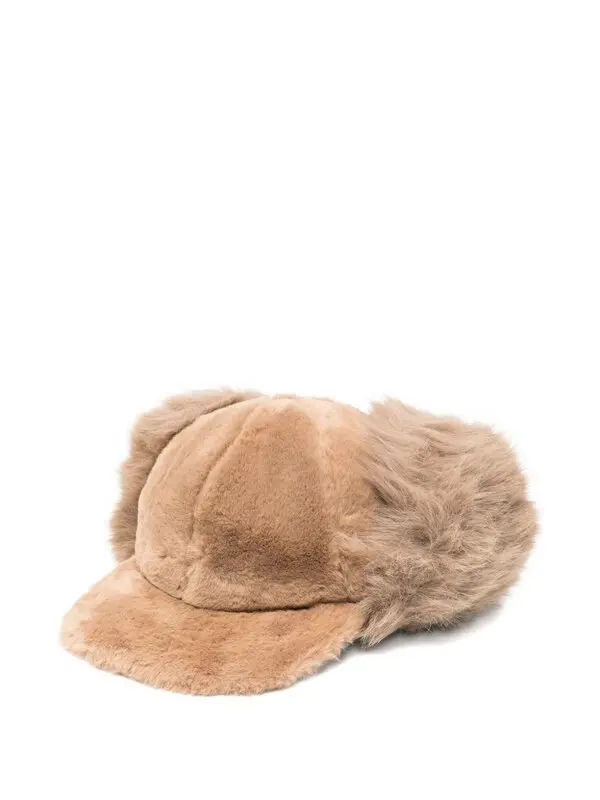 MOLLIOLLI Ear Flap Faux Fur Hat - Brown