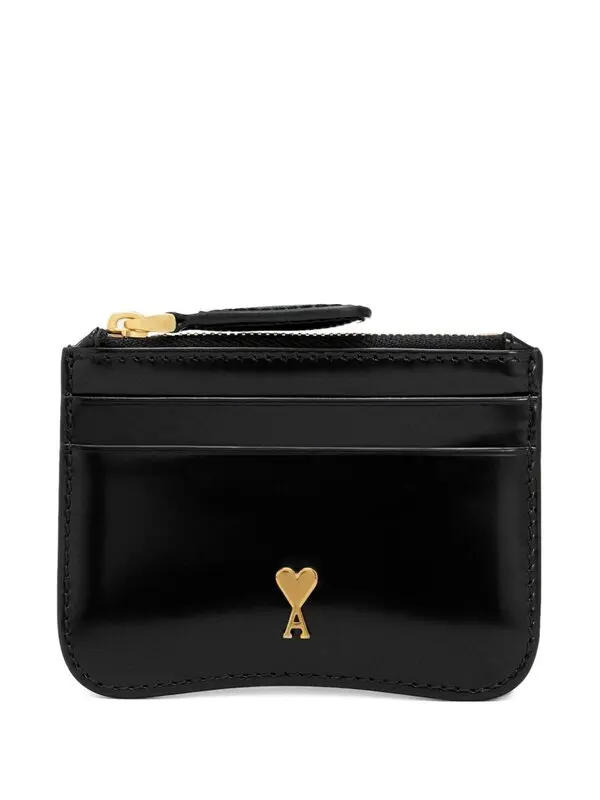 Ami Paris Paris Leather Card Case - Black