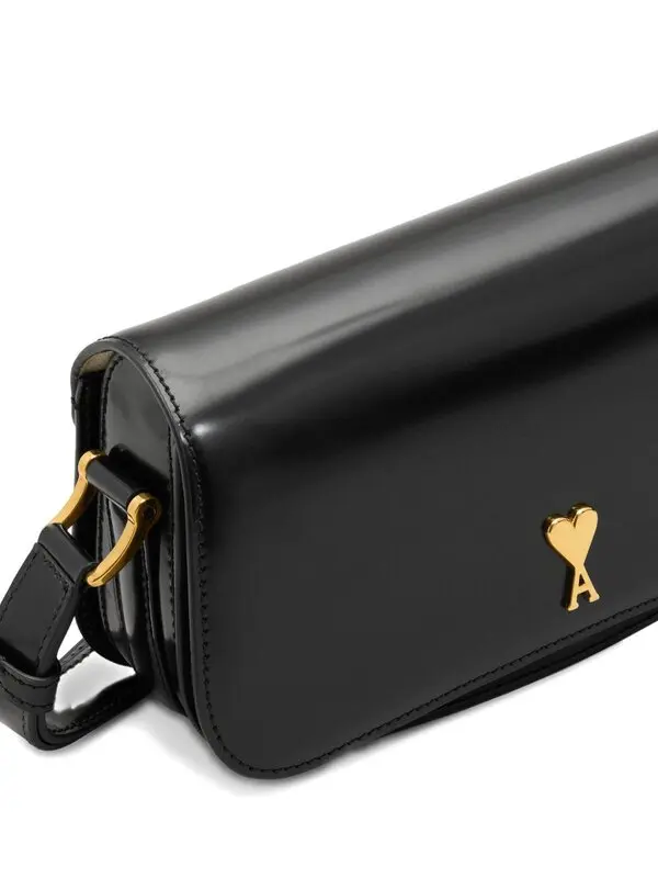 Ami Paris Paris Leather Shoulder Bag - Black