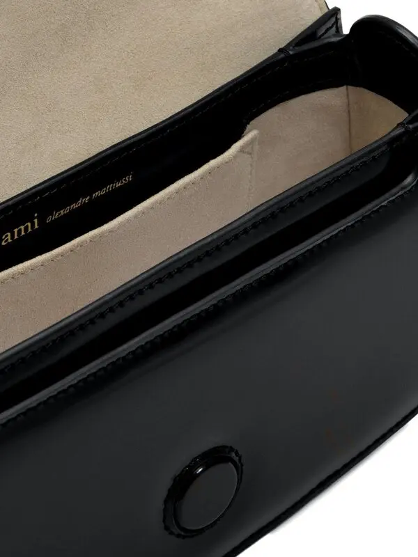 Ami Paris Paris Leather Shoulder Bag - Black