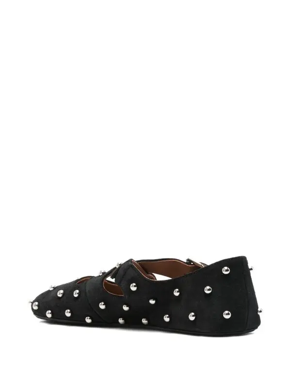 Alaïa Suede Studded Ballet Flats - Black