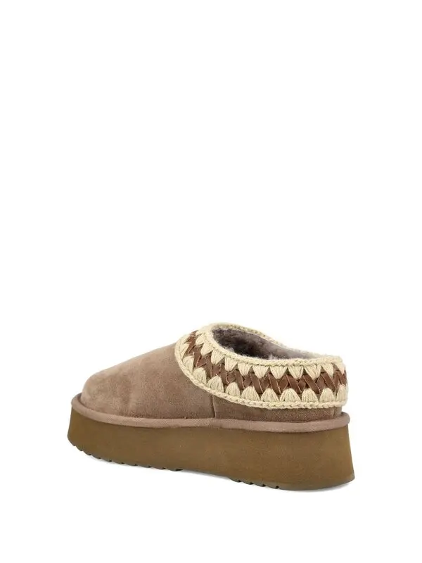 Mou Suede Platform Clogs - Grey