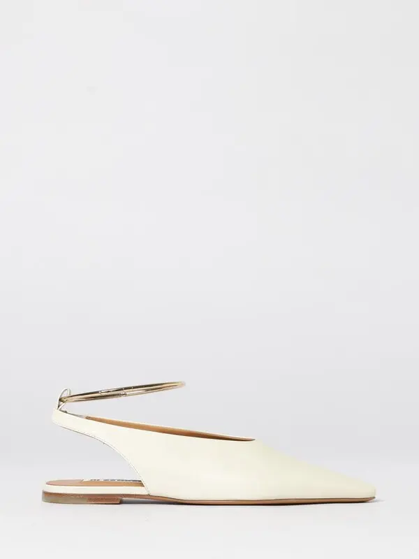JIL SANDER Ballet Flats With Ankle Strap Detail - White