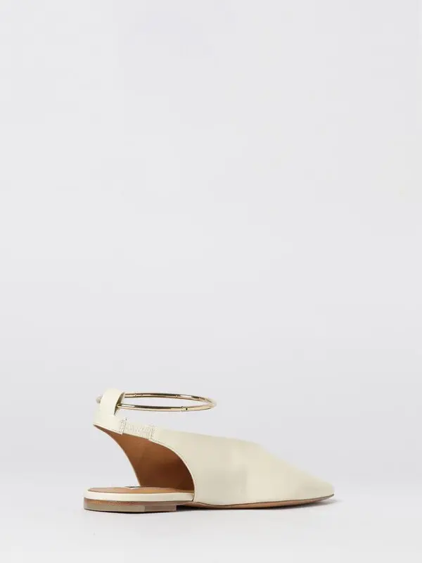 JIL SANDER Ballet Flats With Ankle Strap Detail - White