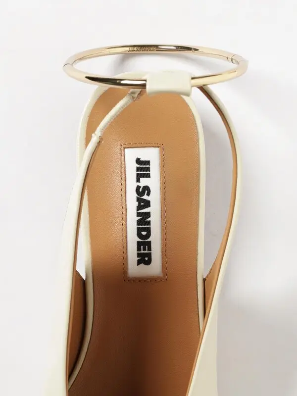 JIL SANDER Ballet Flats With Ankle Strap Detail - White
