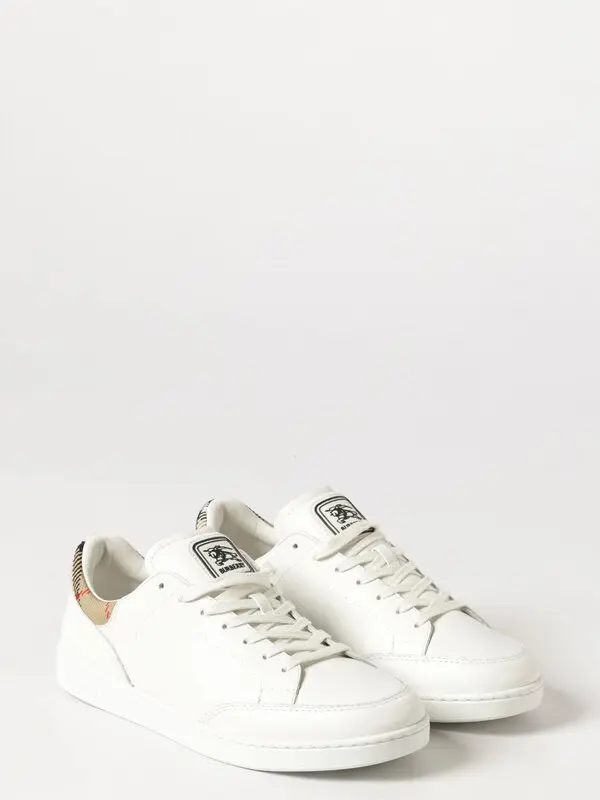 Burberry Vintage Check Low-top Leather Sneakers - White