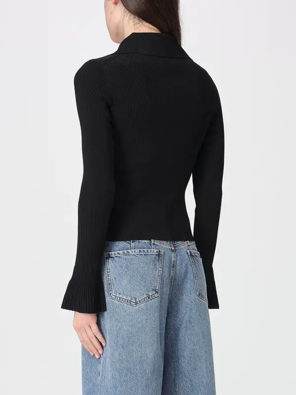 SELF-PORTRAIT Ribbed Button-up Knit Top