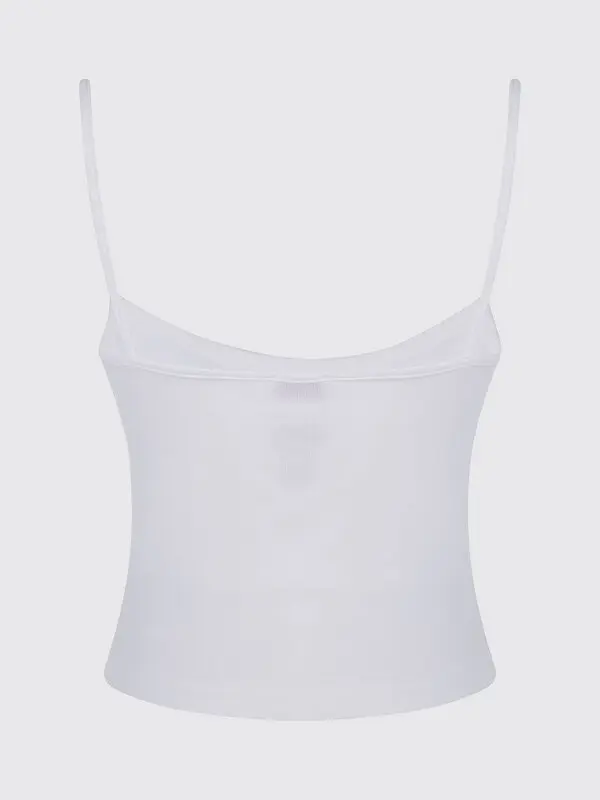 DIESEL® Ribbed Cropped Spaghetti Strap Tank Top - White