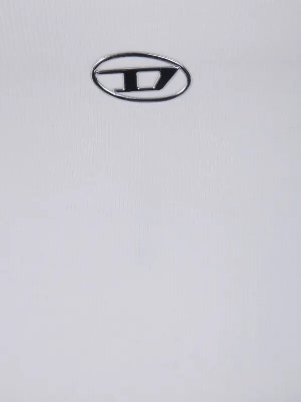 DIESEL® Ribbed Cropped Spaghetti Strap Tank Top - White