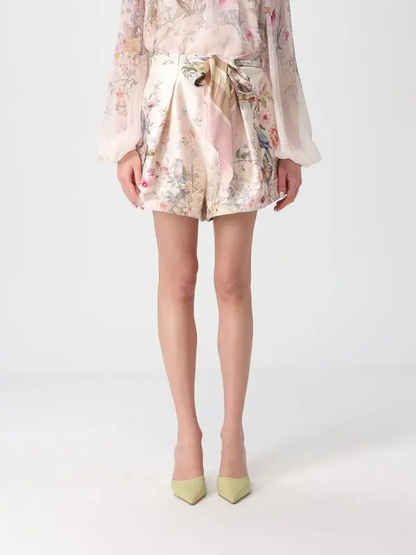 Zimmermann Printed Silk Shorts - Beige