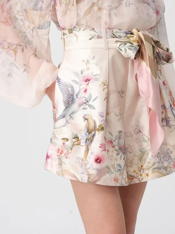 Zimmermann Printed Silk Shorts - Beige