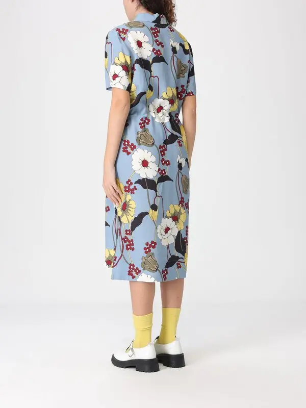 Marni Floral Print Shirt Dress - Sky Blue