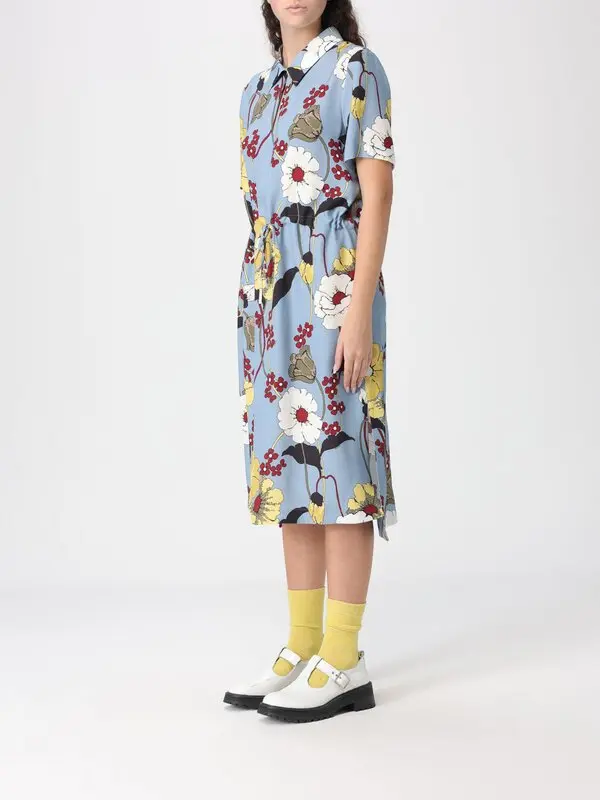 Marni Floral Print Shirt Dress - Sky Blue