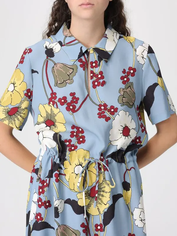 Marni Floral Print Shirt Dress - Sky Blue