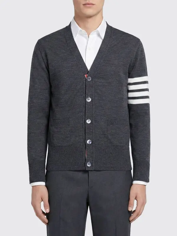 Thom Browne Four-bar Cardigan - Charcoal
